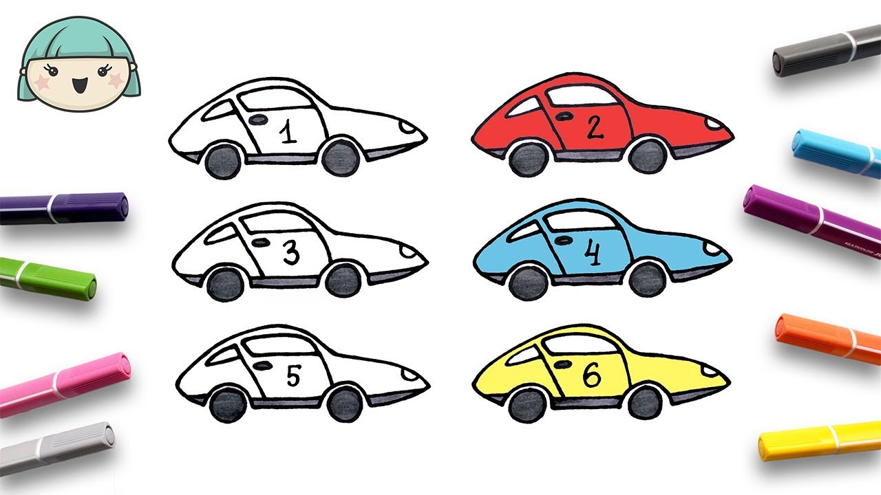 LEARN NUMBERS AND COLORS WITH CARS ☆ Drawing and Coloring for Kids ...