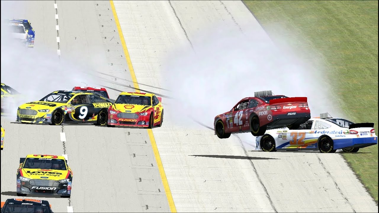 Nascar Racing 2003: Montoya MASSIVE Blowover - YouTube