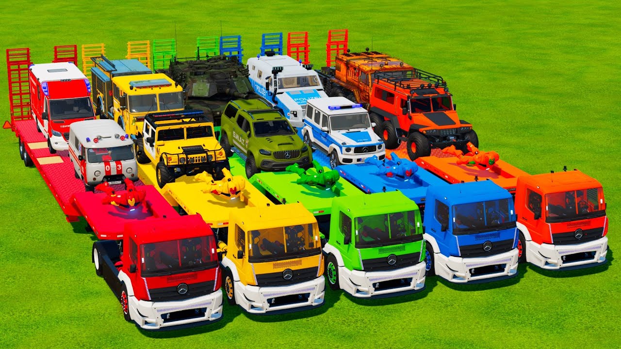 TRANSPORTING CARS, BIG TRUCKS, EMERGENCY VEHICLES WITH SEMI TRAILERS ...