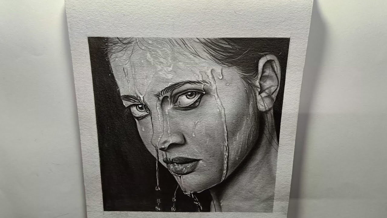 How to draw girl wet realistic face sketch - YouTube