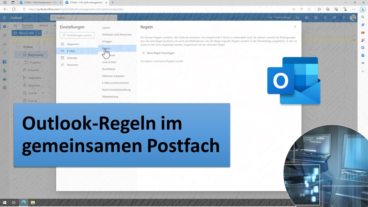 Outlook Regeln im gemeinsamen Postfach - YouTube