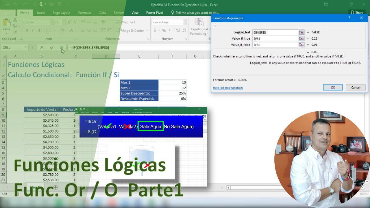 Aprende Excel en 5 Mins #34 Funciones Lógicas, Ejercicio Función Or/O ...