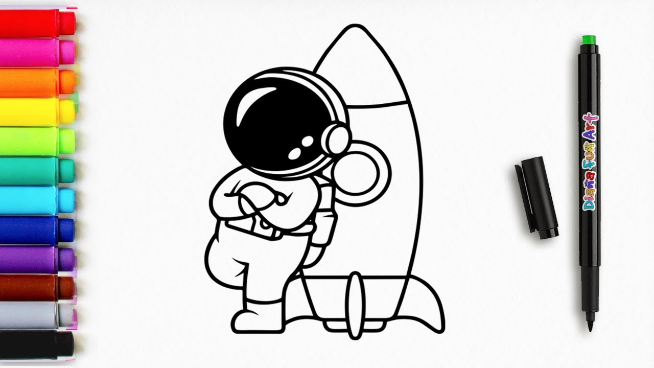 How to Draw a Astronaut | Cute Astronaut Lean Rocket Cartoon - YouTube