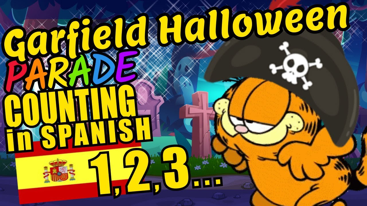 Garfield Halloween Teaching to Count 1 to 20 in Spanish Language and ...