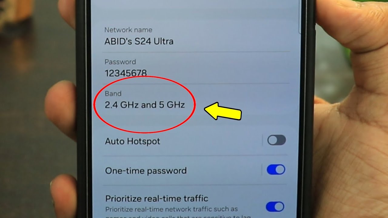 What is 2.4 GHz & 5 GHz band in Hotspot Setting on Samsung Mobile - YouTube