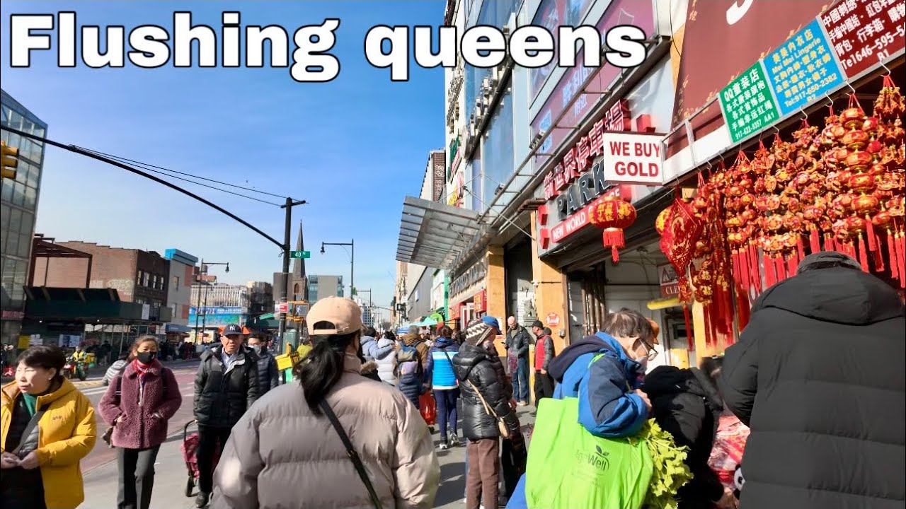 Walking In Flushing Queens New York Before Chinese Lunar New Year 2024 ...