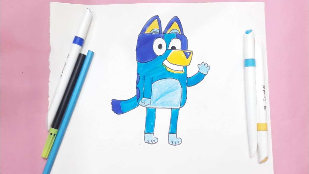 Bluey cartoon drawing and colouring | Kids drawing video | Bluey ...