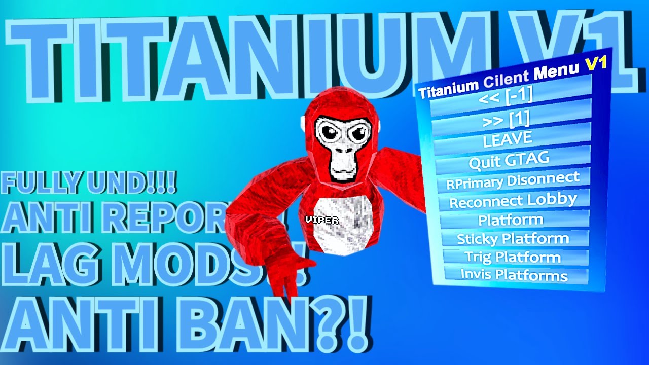 THE MOST OP UND MOD MENU | Titanium Menu V1 | Gorilla Tag Cheats - YouTube