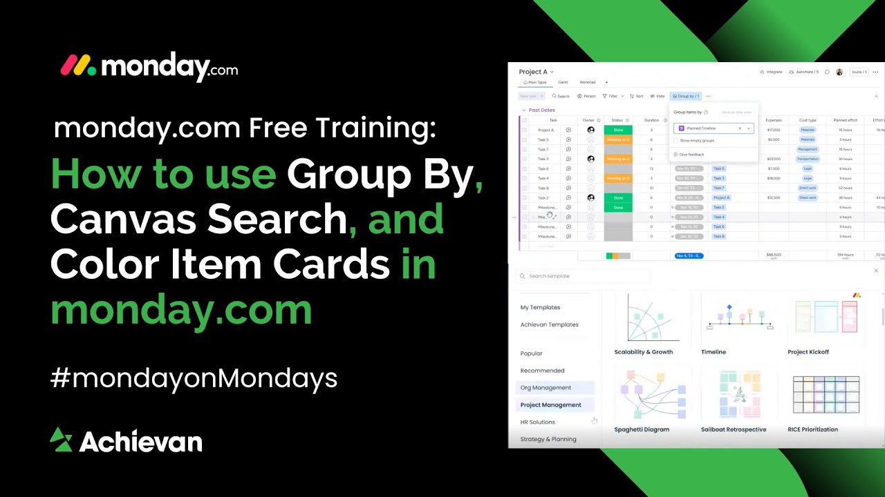 monday.com Free Training: How to use Group By, Canvas Search, and Color ...