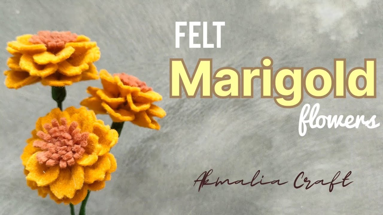 TUTORIAL BUNGA MARIGOLD DARI FLANEL (BUNGA TAHI AYAM). How to make felt ...