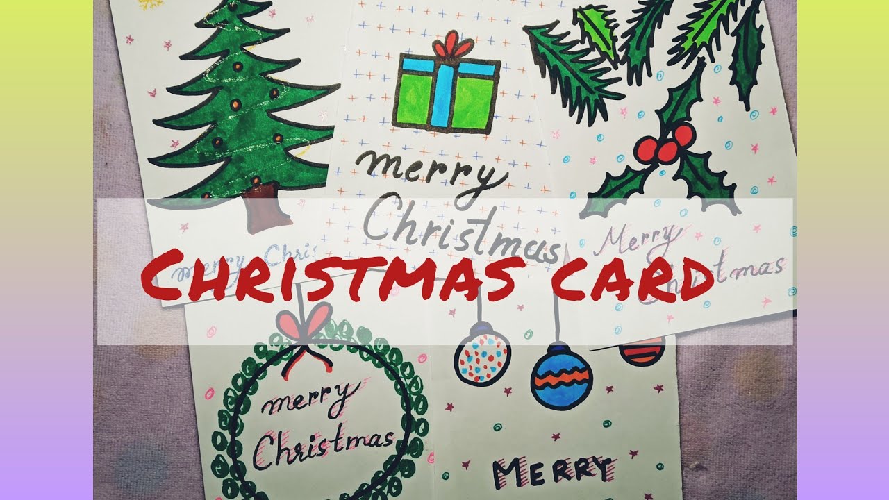 5 Easy Christmas day card idea | Very easy Christmas day drawing step ...