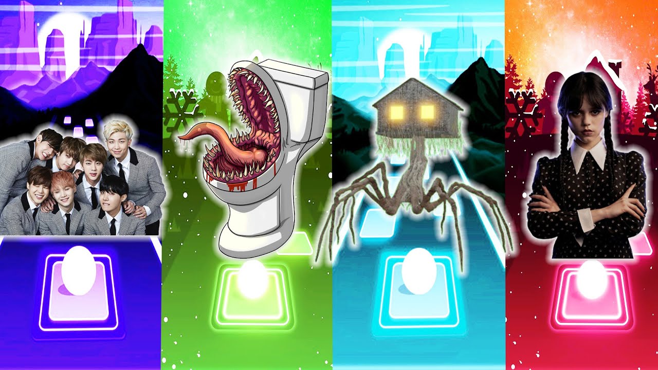 BTS vs Toilet Monster vs House Head vs Wednesday Addams - Tiles Hop EDM ...