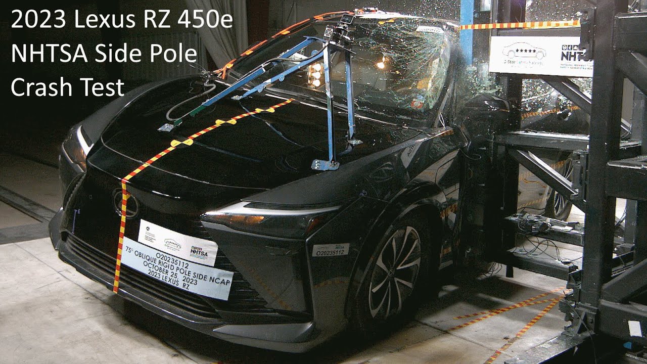 2023-2025 Lexus RZ 300e / RZ 450e EV NHTSA Side Pole Crash Test - YouTube