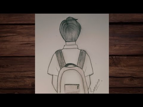 how to draw a boy wearing bag || step by step || easy drawing tutorial ...