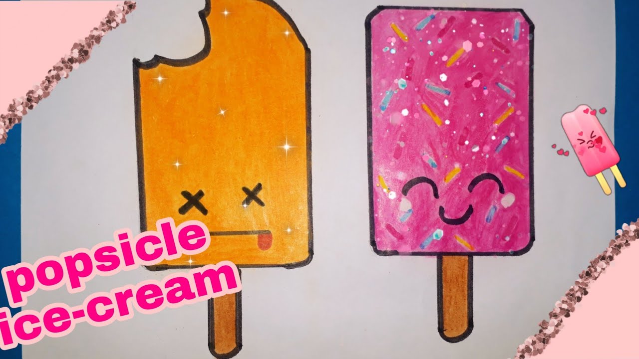 How to draw cute popsicle ice-cream🍭||easy and simple ||step by step ...