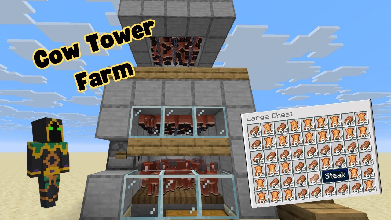 How To Easily Build A Minecraft Automatic Cow Farm - YouTube