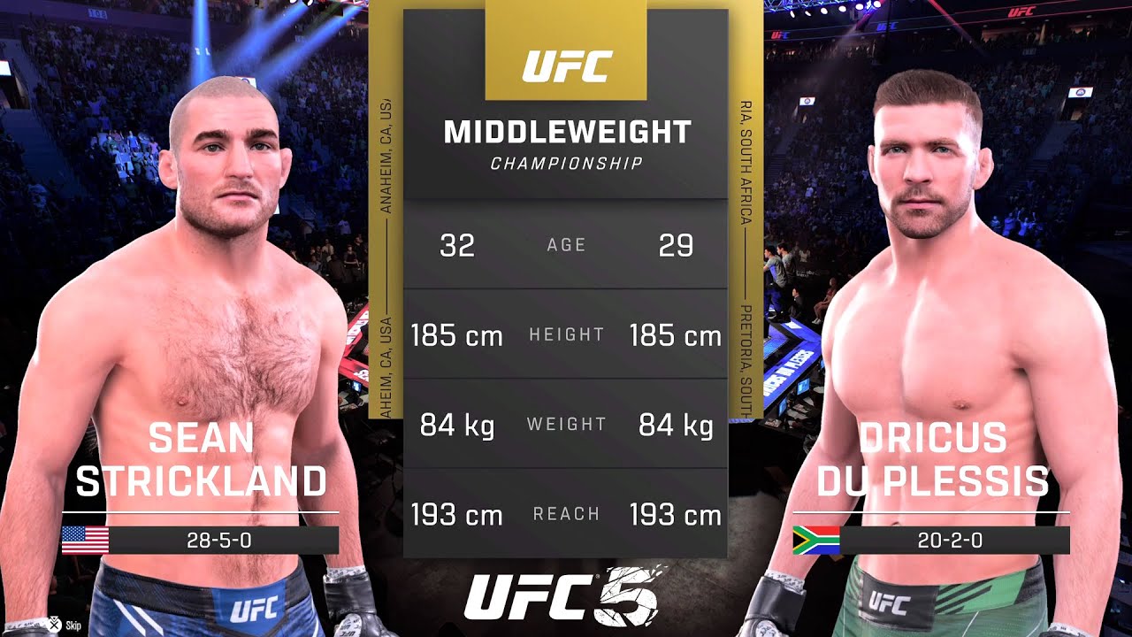 Sean Strickland vs Dricus du Plessis Full Fight - UFC 5 Fight Of The ...