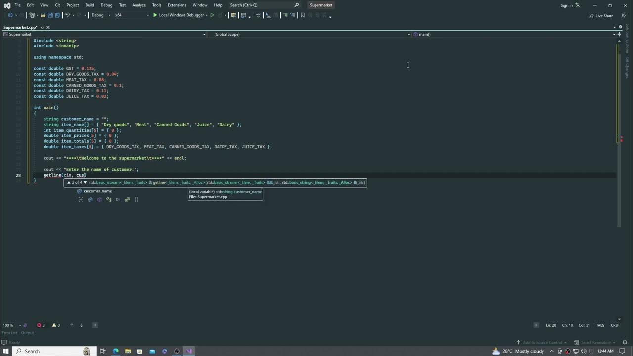 C++ supermarket code - YouTube
