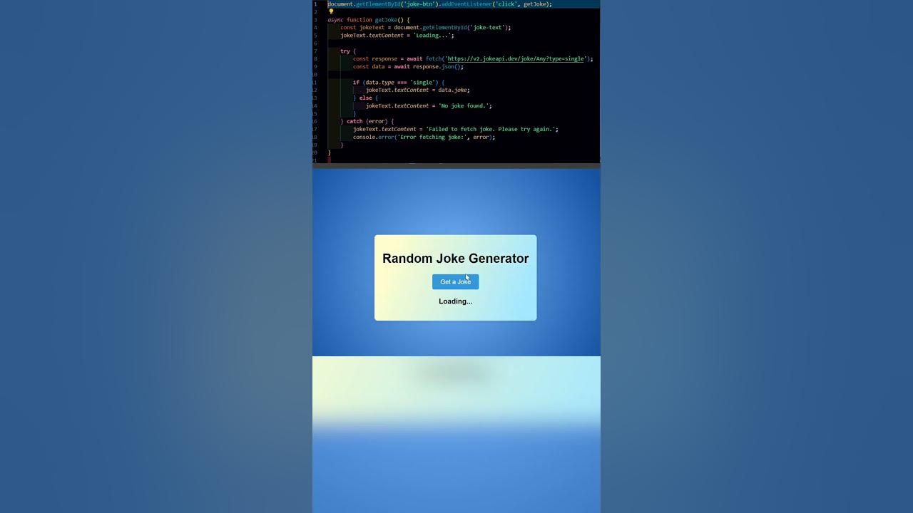 Day 1499 New Random Jokes Generator App Using Javascript Css Html Alicode Youtube