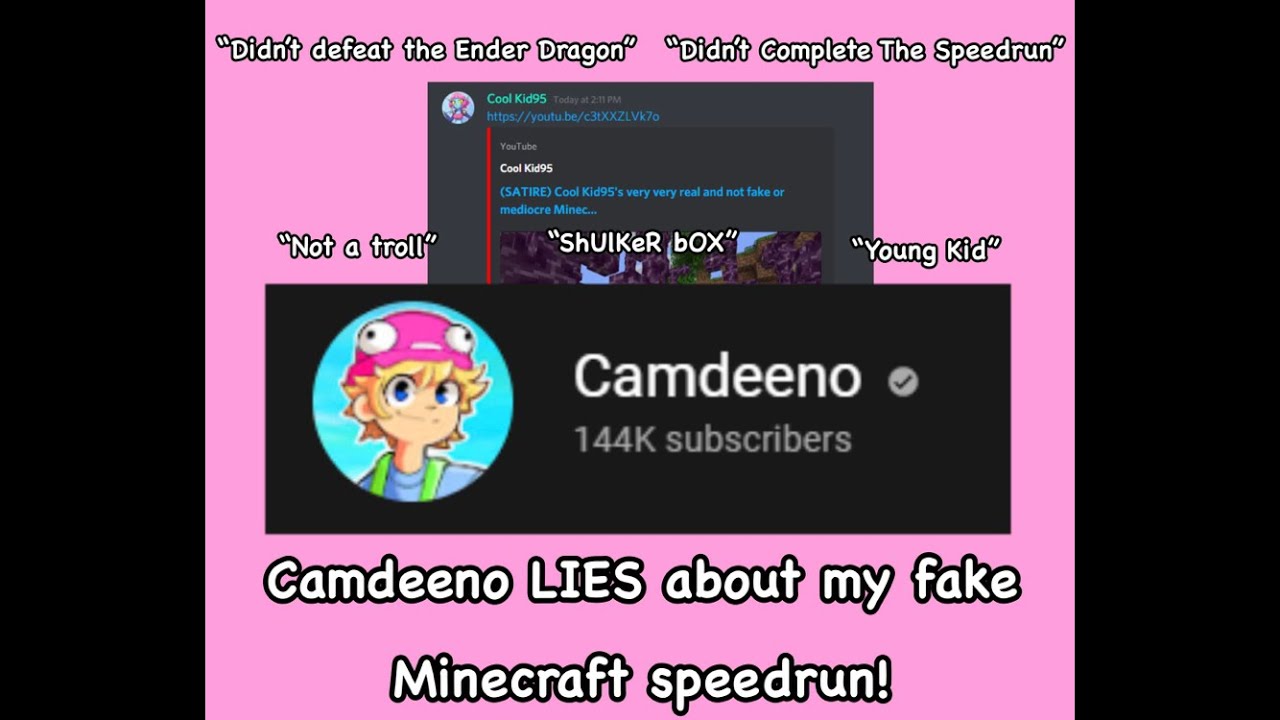 Camdeeno LIES about my Minecraft Speedrun! - YouTube