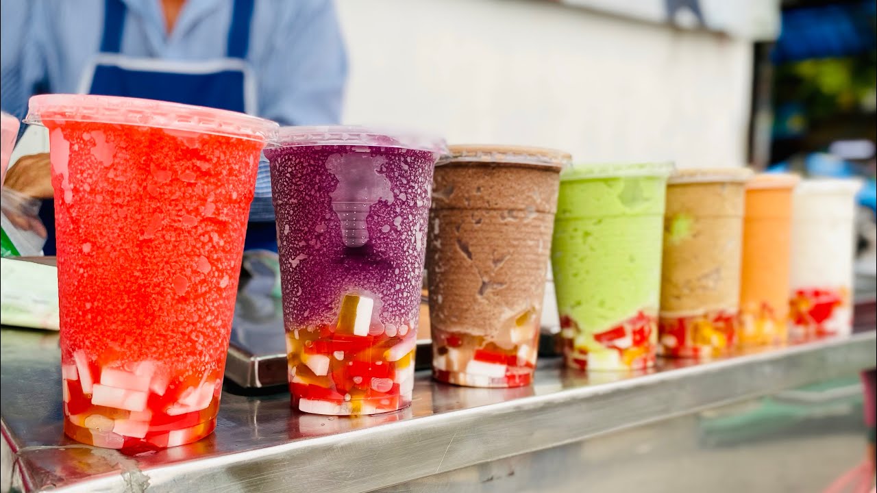 Fruit Juice Smoothie with Jelly | Street Drink | Thai Street Food ...