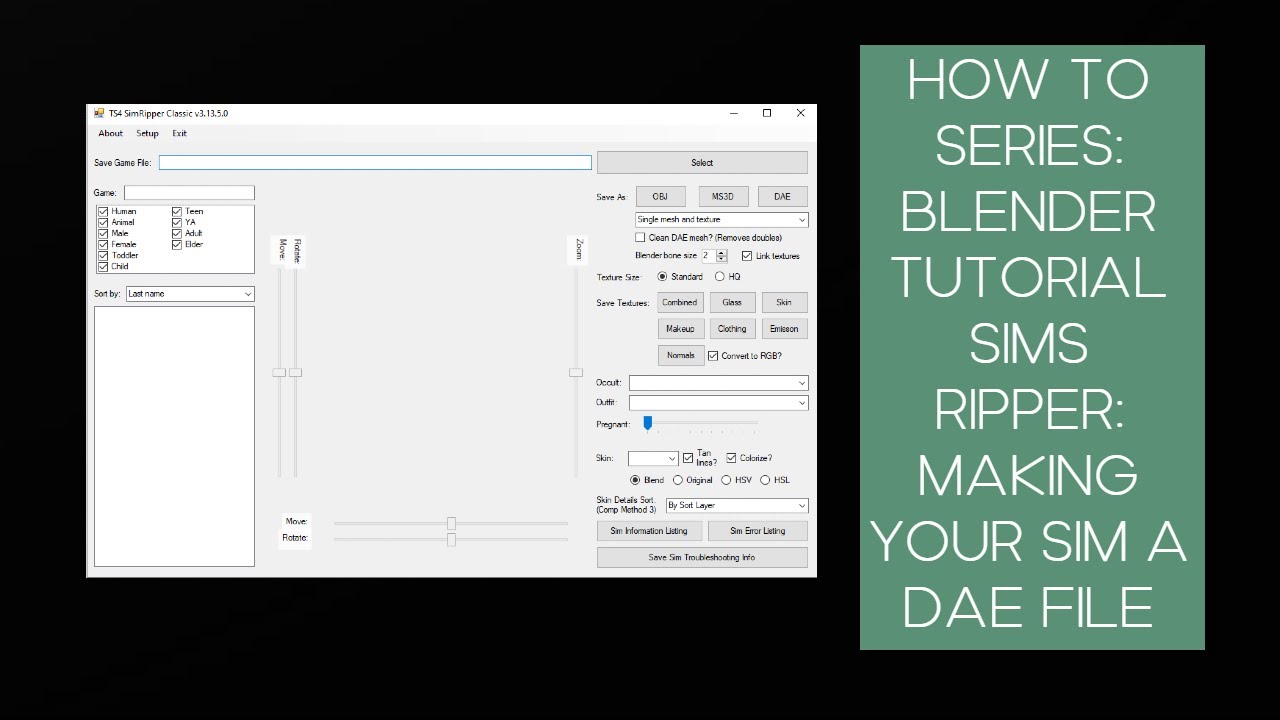 HOW TO SERIES: BLENDER TUTORIAL SIMS RIPPER: MAKING YOUR SIM A DAE FILE ...