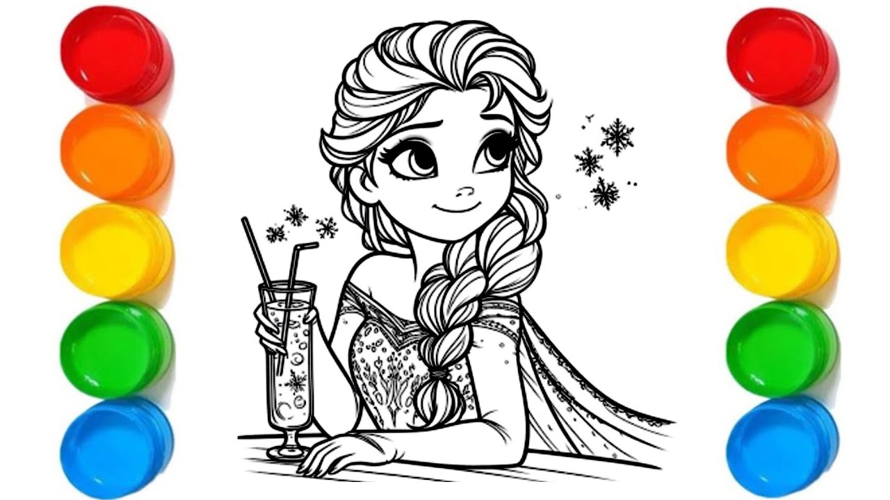 How to Draw Elsa from Disney Frozen | Elsa Holding Glass of Juice ...