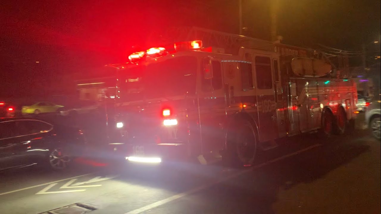 (Airhorn!) FDNY Engine 318 & Ladder 166 Responding Down Neptune Avenue ...