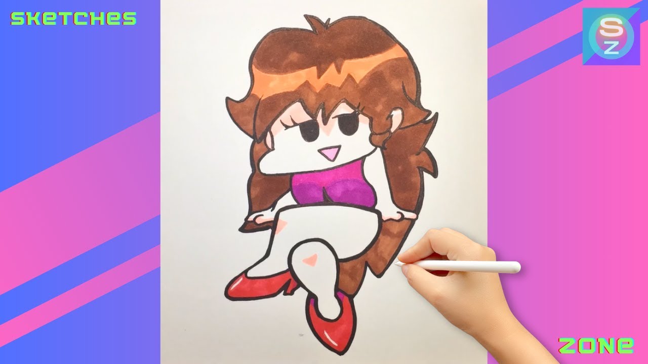Friday Night Funkin Girl Drawing - YouTube
