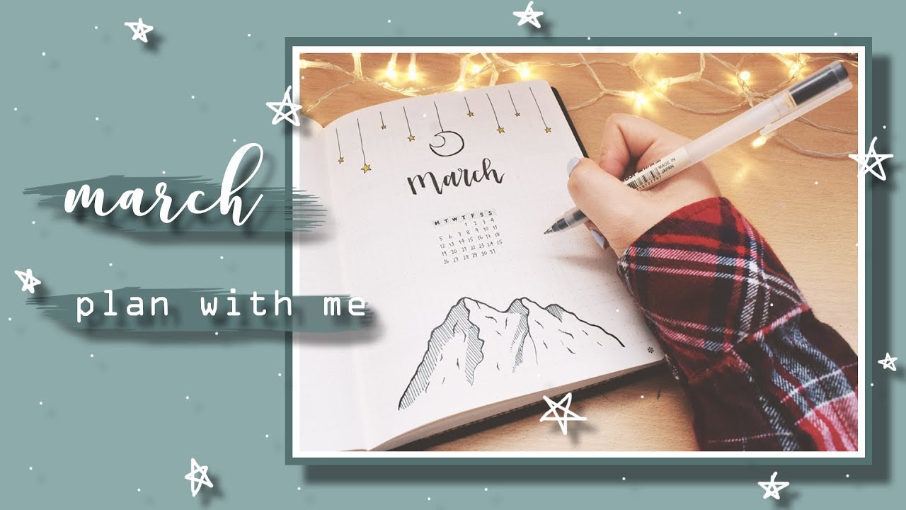 March 2018 Bullet Journal Setup (Simple Mountain Theme) | Plan With Me ...