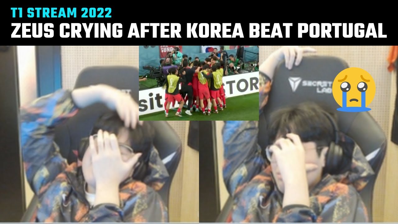 Zeus crying after Korea beat Portugal | T1 Stream Moments | T1 funny ...