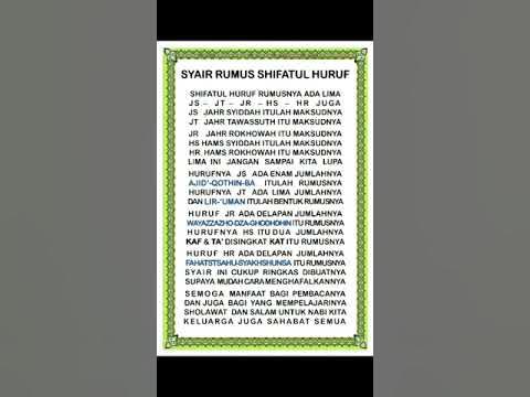 SYAIR RUMUS SHIFATUL HURUF - YouTube