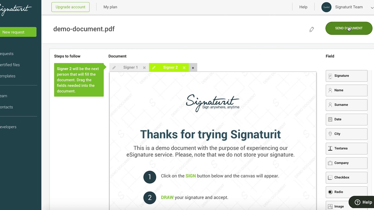 How to send a document to sign with an advanced electronic signature ...