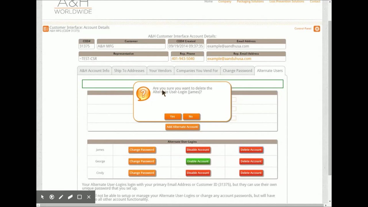 A&H Customer Interface - Manage Alternate Logins - YouTube