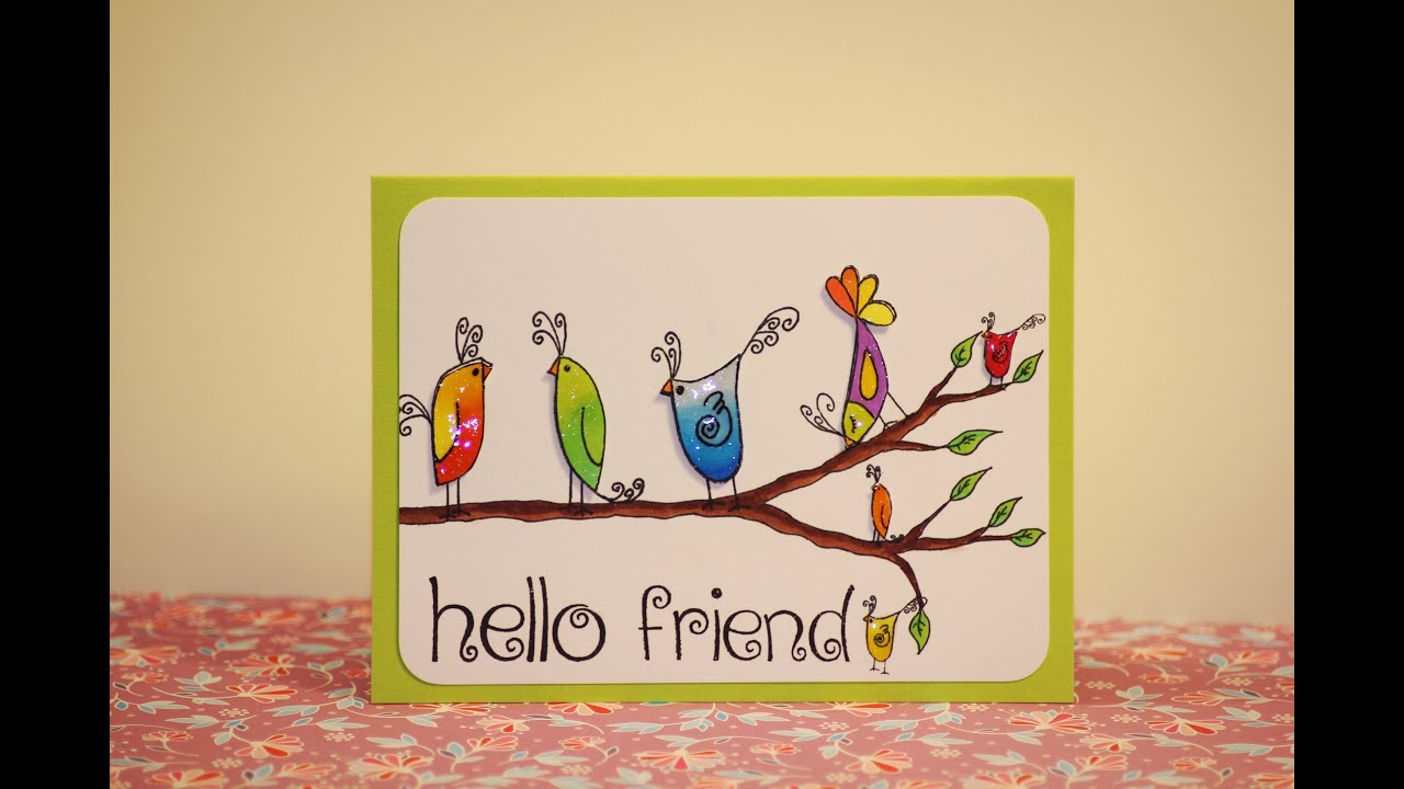 CAS card with HLS Whimsical friends stamp set - YouTube