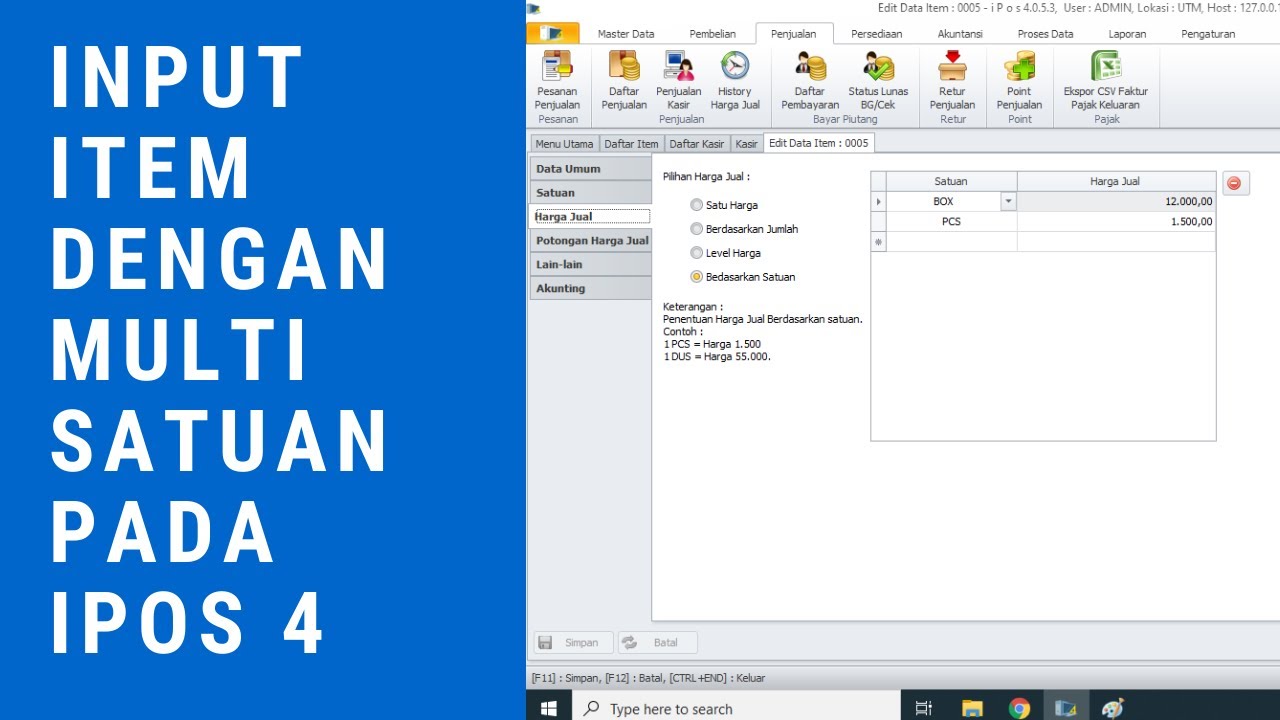 Tutorial ipos 4 part 4, cara input item dengan multi satuan - YouTube