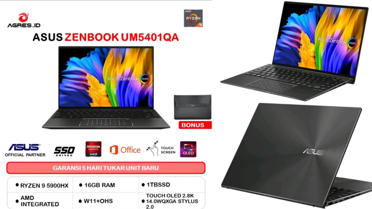 umboxing laptop ASUS ZENBOOK UM5401QA OLD1913 TOUCH OLED 2.8K REYZEN 9 ...