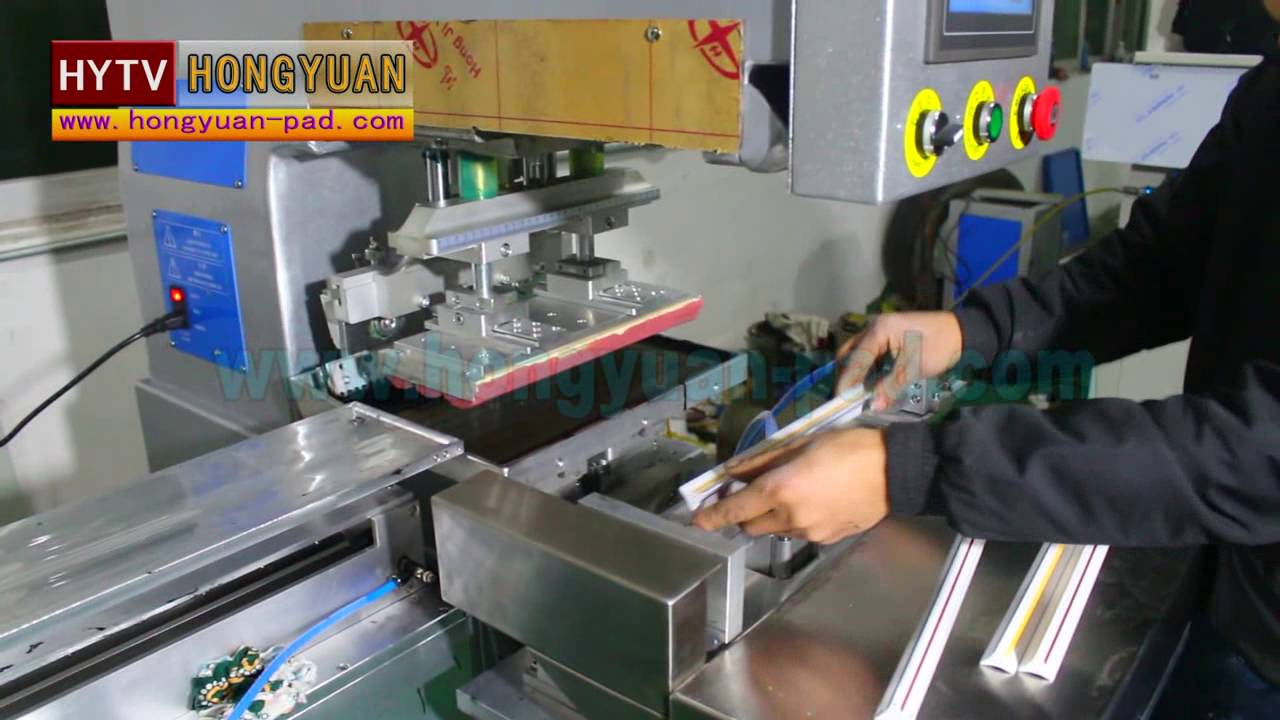Triangular scale pad printing machine with auto rotary holder - YouTube