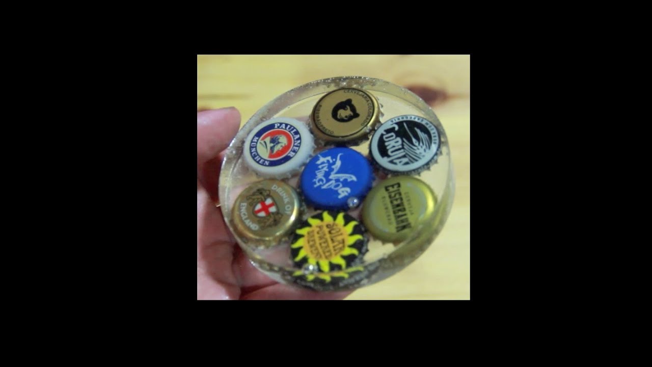Beer caps and Epoxy Resin - YouTube