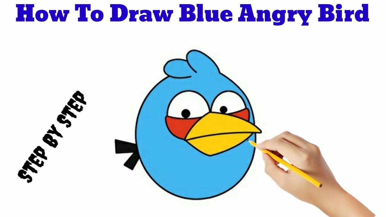 How To Draw Blue Angry Bird Step By Step - YouTube