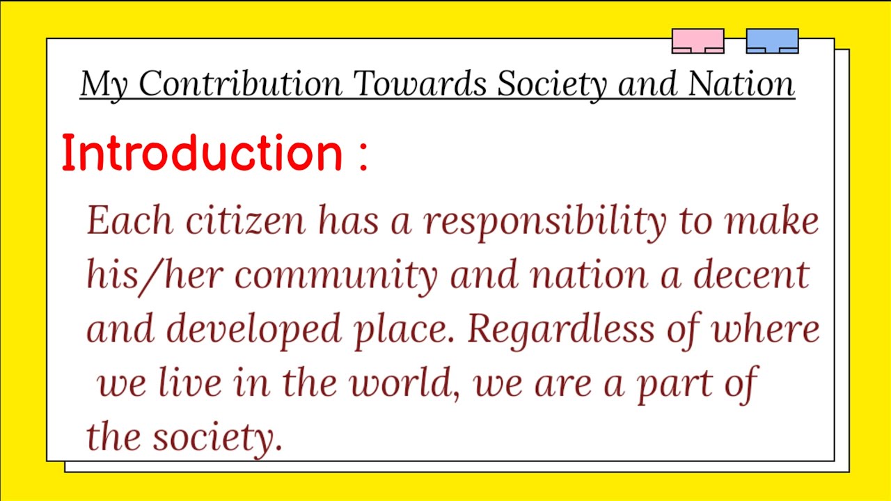 Essay on My Contribution Towards Society and Nation in English|My ...