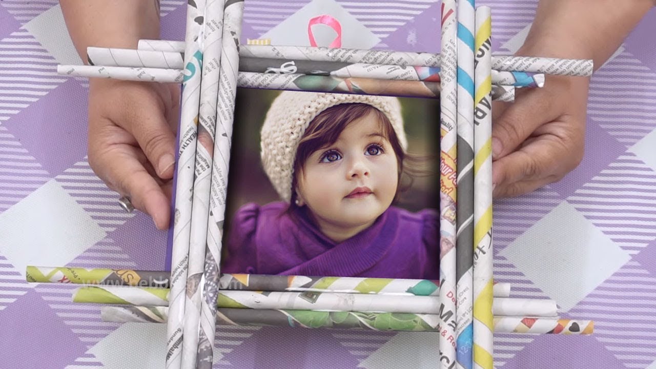 How to make photo frame using newspaper | Easy Craft Newspaper Photo ...