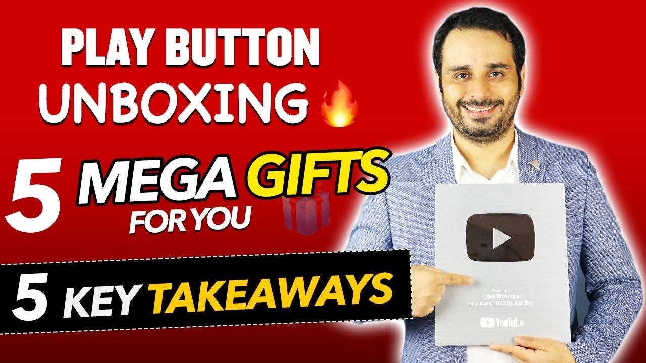 YouTube Play button unboxing || Mega giveaway - 5 gifts for you - YouTube