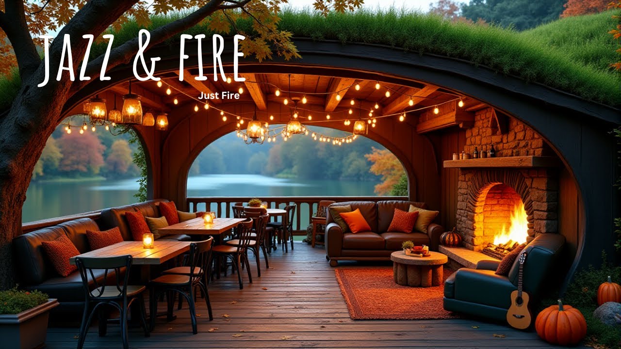 Cozy Fall Coffee Shop Ambience ~ Jazz Relaxing Music 🍂 Smooth Jazz ...