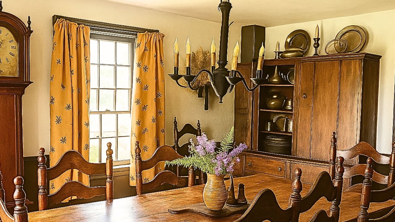 Primitive Dining Room Makeover for Summer/Early American Style - YouTube