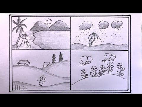 How To Draw 4 Season Easy/Four Season Drawing