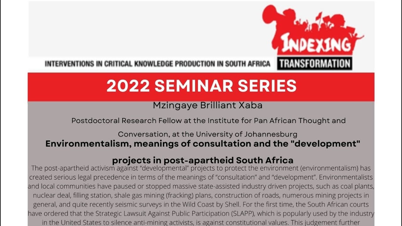 Dr Mzingaye Brilliant Xaba: Environmentalism, meanings of consultation ...