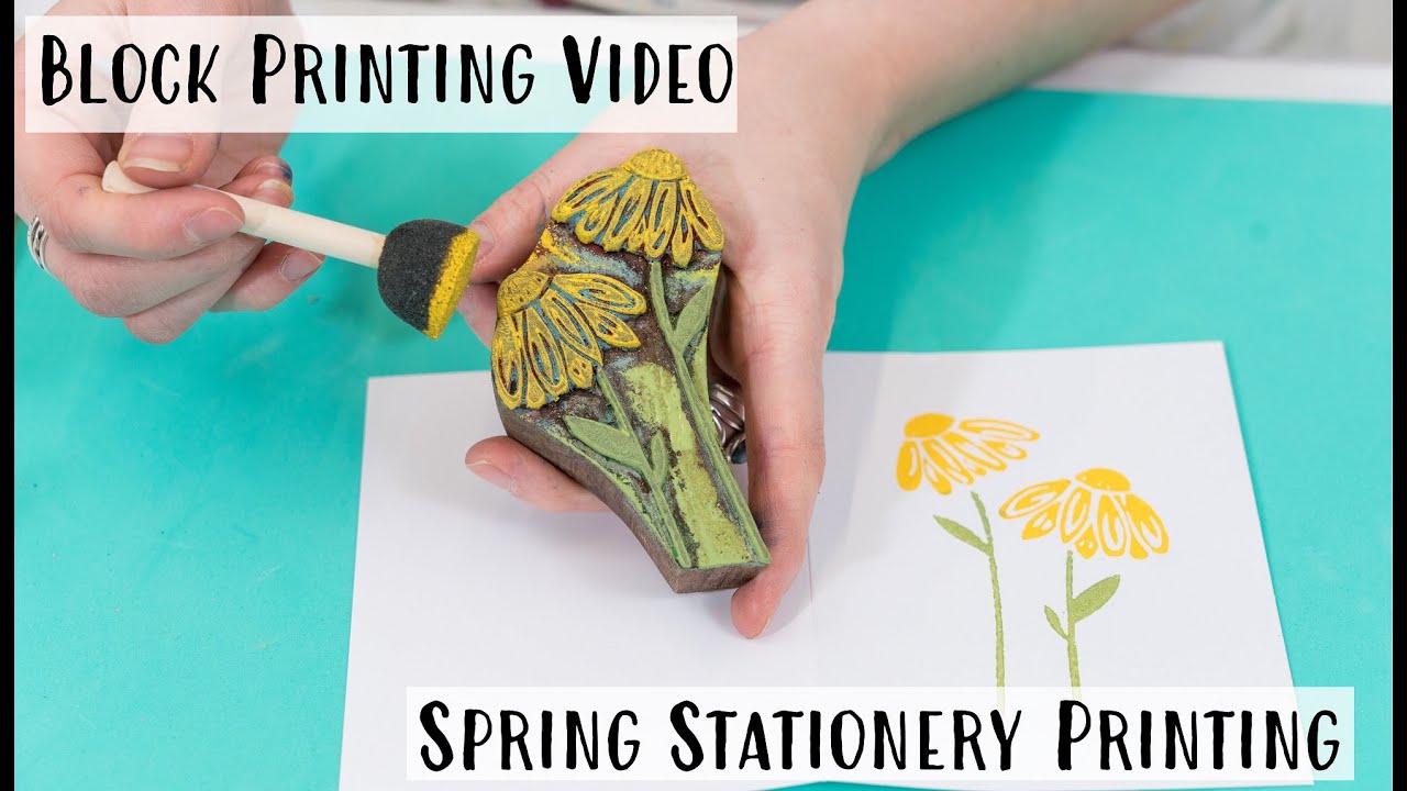 Block Printing Video- Printing Spring Cards - YouTube