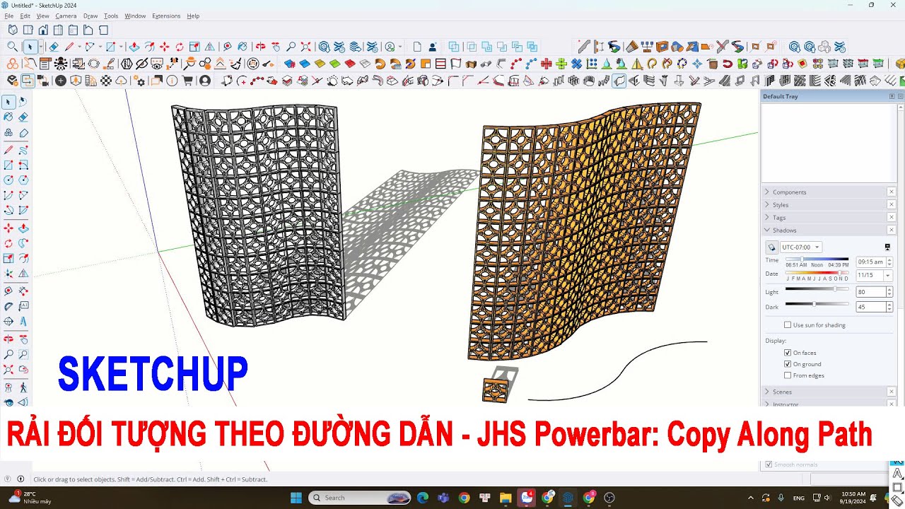 CÁCH RẢI ĐỐI TƯỢNG THEO ĐƯỜNG DẪN TRONG SKETCHUP - JHS Powerbar : Copy ...