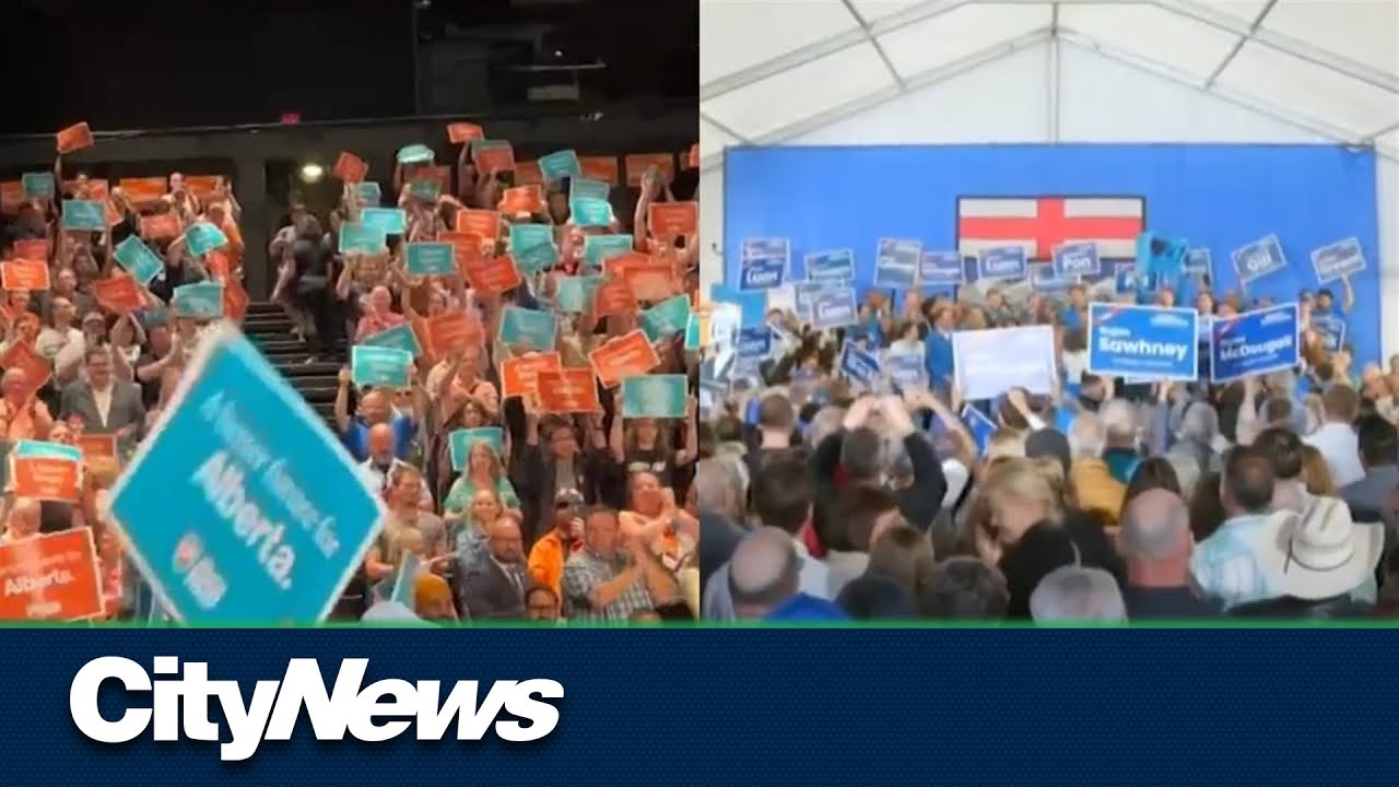 NDP and UCP rally on final day of the campaign - YouTube